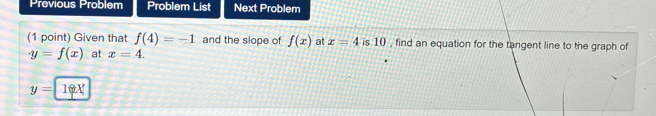 Solved Previous Problem(1 ﻿point) ﻿Given that f(4)=-1 ﻿and | Chegg.com