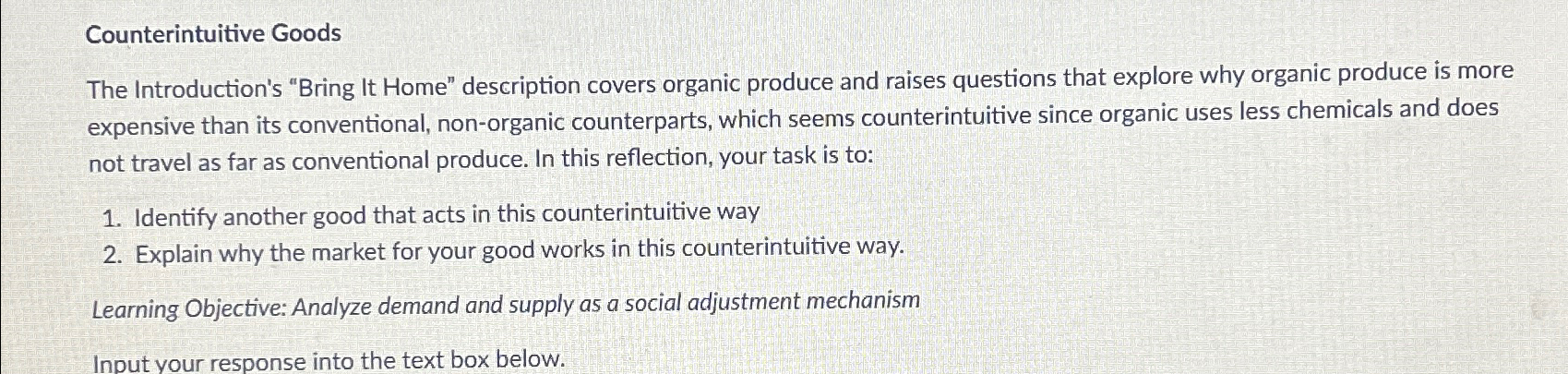 Solved Counterintuitive GoodsThe Introduction's "Bring It | Chegg.com