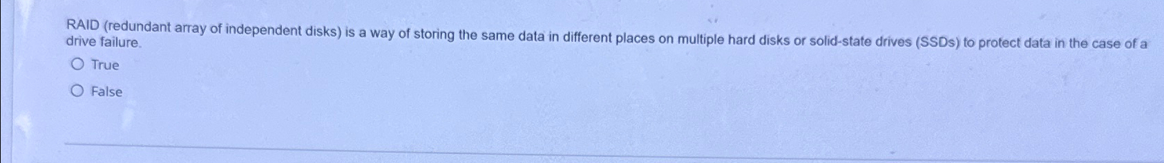 Solved RAID (redundant array of independent disks) ﻿is a way | Chegg.com