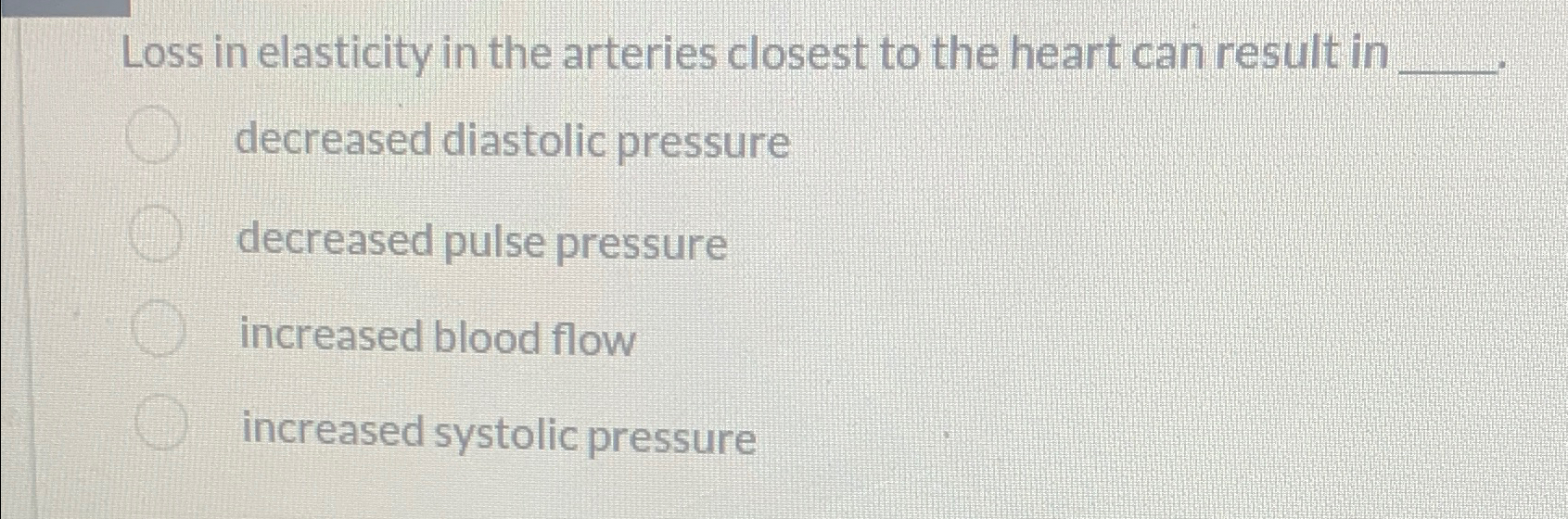 Solved Loss in elasticity in the arteries closest to the | Chegg.com