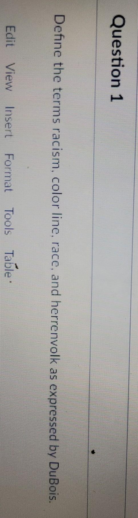 Solved Question 1 Define the terms racism, color line, race, | Chegg.com