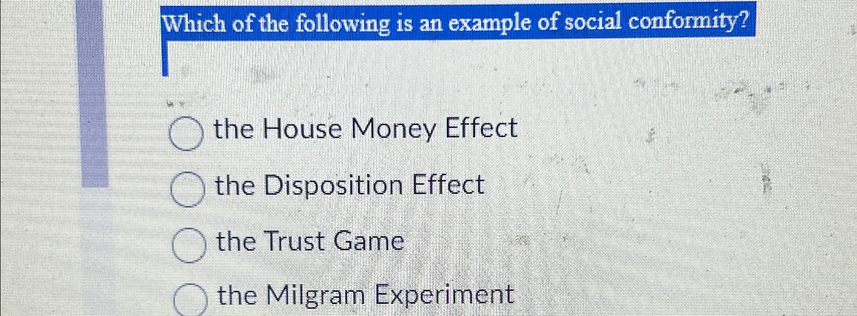 Solved Which of the following is an example of social | Chegg.com