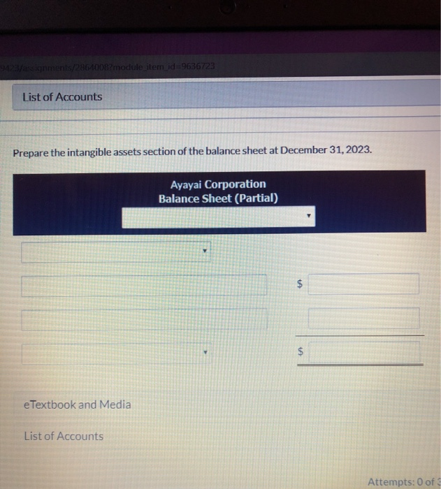 Solved Current Attempt in Progress The intangible assets | Chegg.com