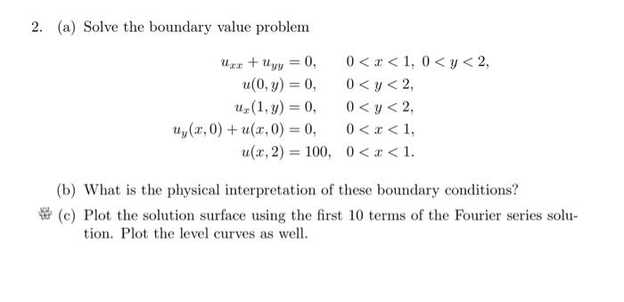 Solved 2. (a) Solve the boundary value problem Uxx + Uyy = | Chegg.com