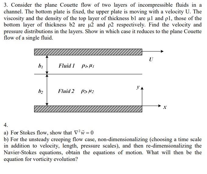 Solved 3. Consider the plane Couette flow of two layers of | Chegg.com