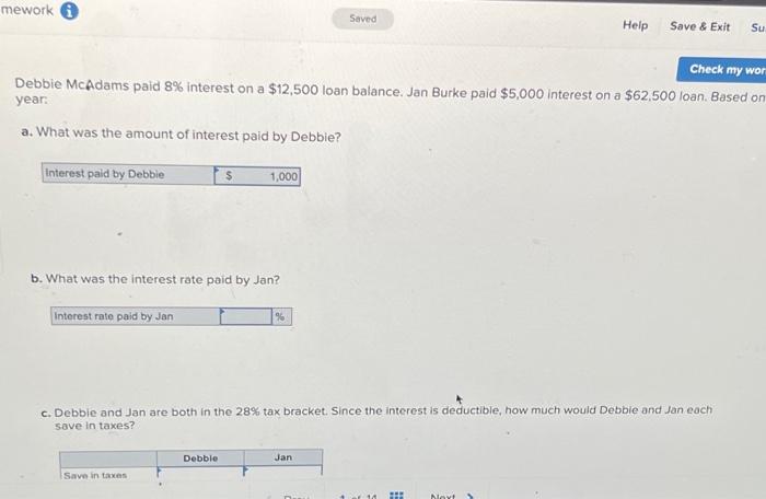 Solved Debbie McAdams paid 8% interest on a $12,500 loan | Chegg.com