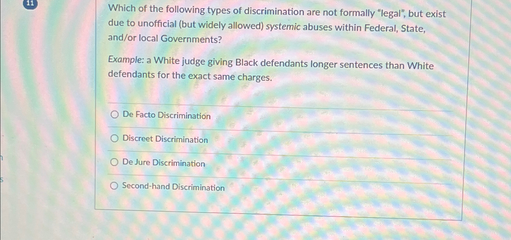 Solved Which of the following types of discrimination are | Chegg.com
