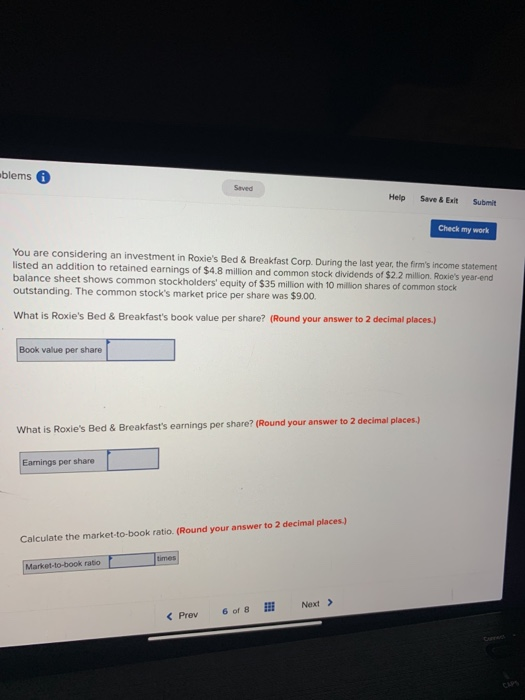 Solved oblems Help Save & Exit Submit Check my work You are | Chegg.com