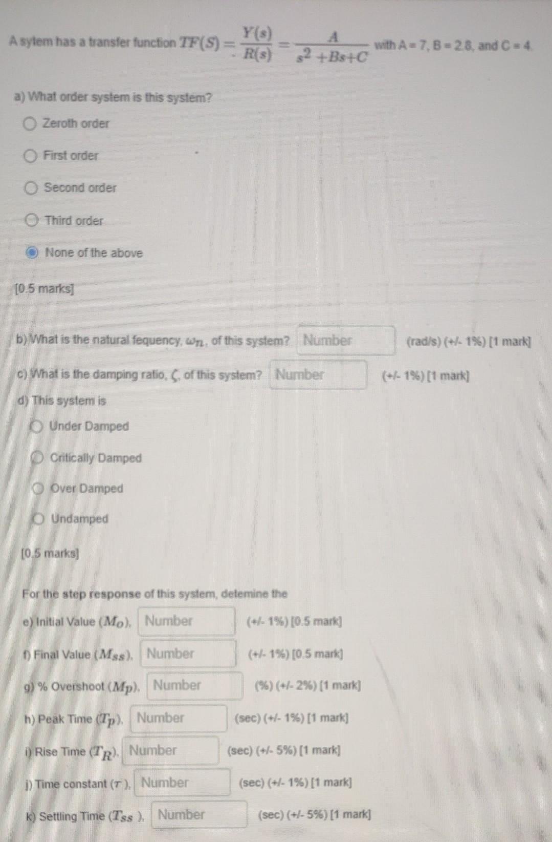 Solved A sytem has a transfer function | Chegg.com