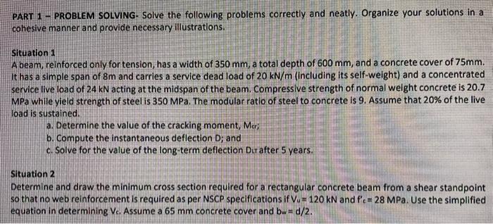Solved PART 1 - PROBLEM SOLVING- Solve the following | Chegg.com