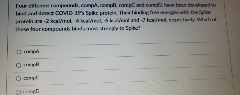 Solved Four different compounds, compA, compB, compС and | Chegg.com