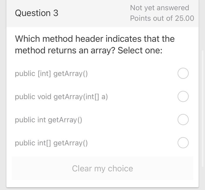 Solved When an entire array is passed into a method, it is | Chegg.com