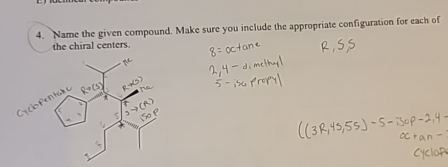 Solved Name the given compound. Make sure you include the | Chegg.com