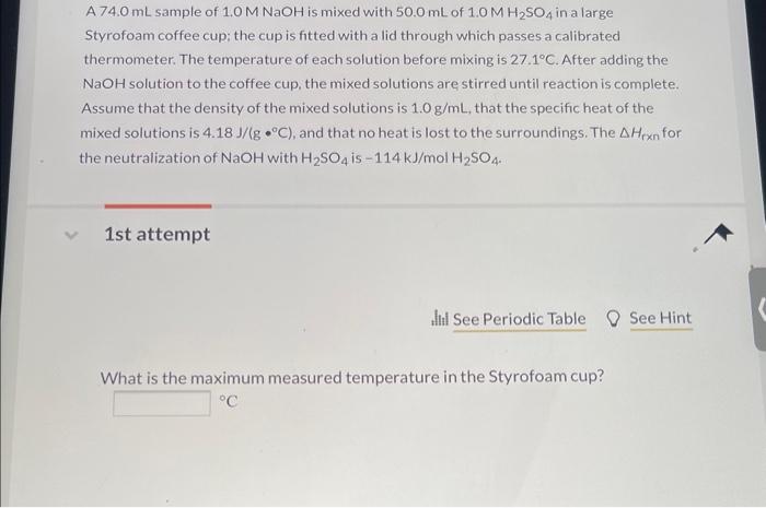 Solved A 74.0 mL sample of 1.0MNaOH is mixed with 50.0 mL of | Chegg.com