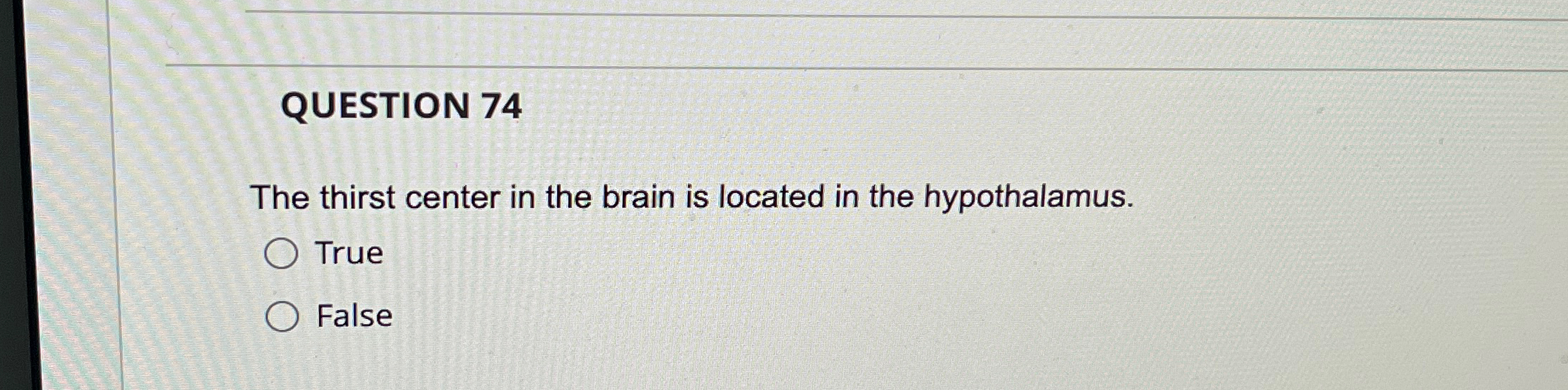 Solved QUESTION 74The thirst center in the brain is located | Chegg.com