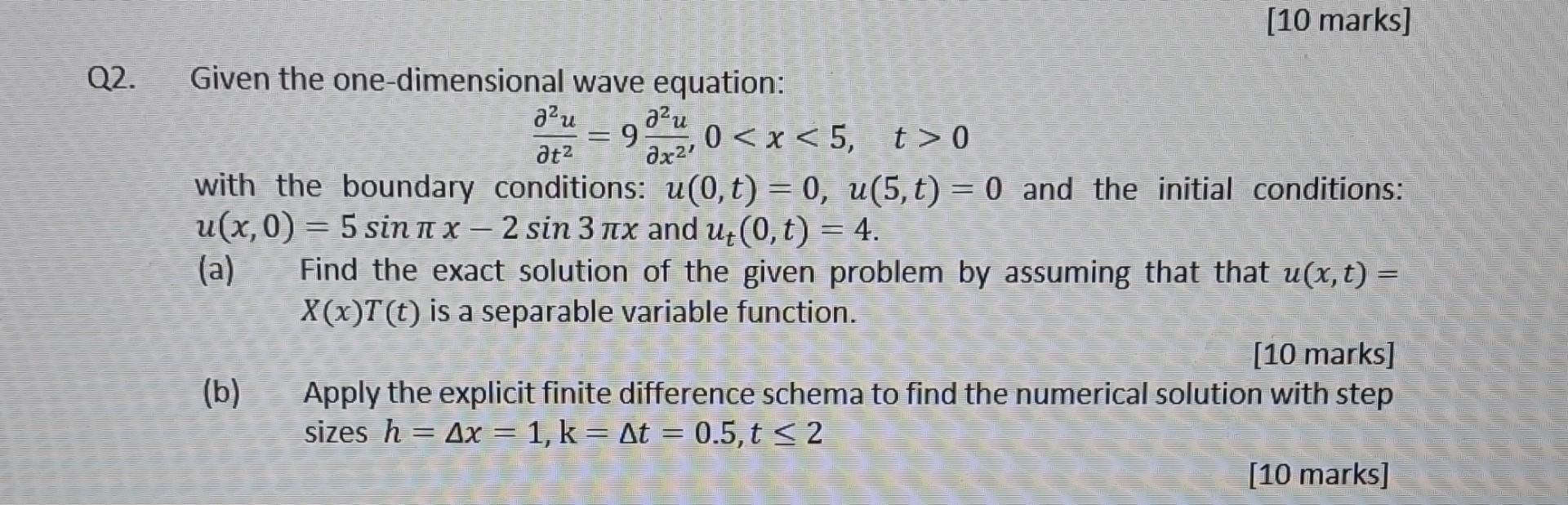 Solved Given the one-dimensional wave equation: | Chegg.com