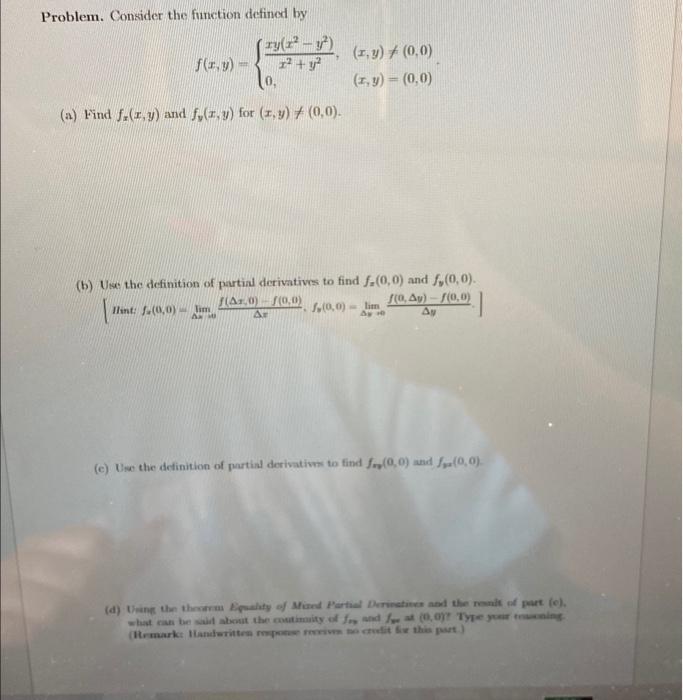 Solved Problem. Consider the function defined by | Chegg.com
