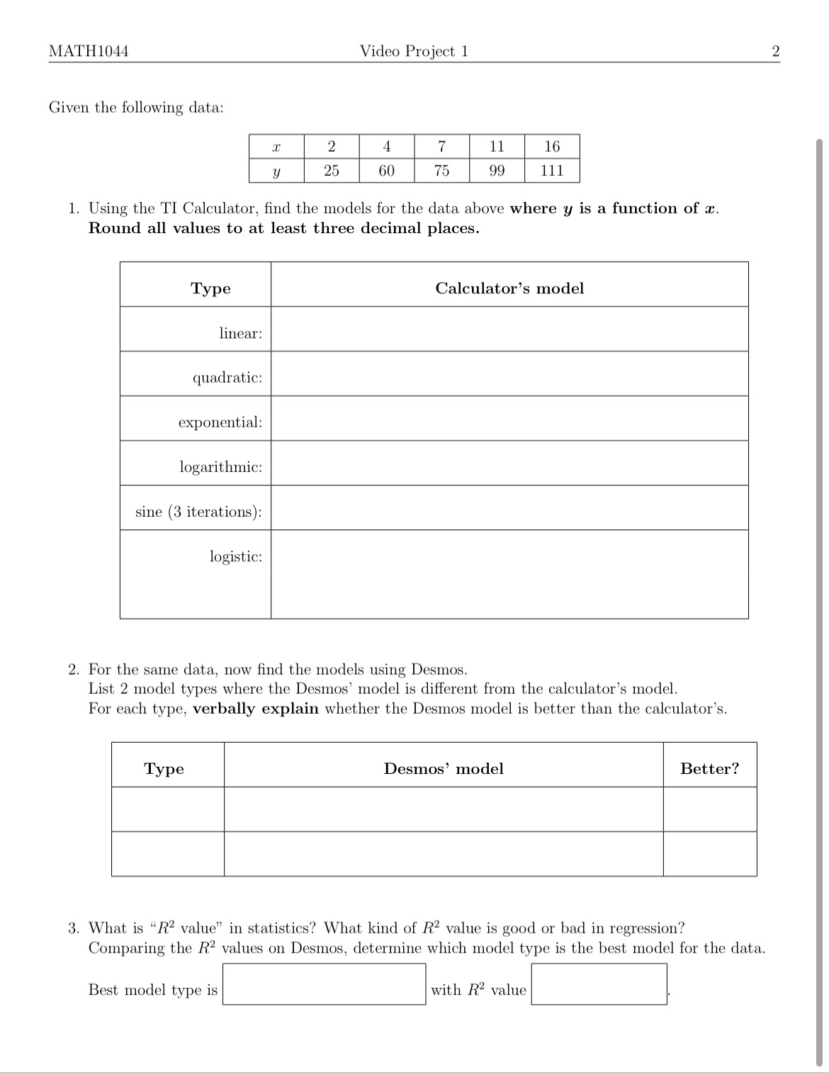Solved Given the following data:Using the TI Calculator, | Chegg.com
