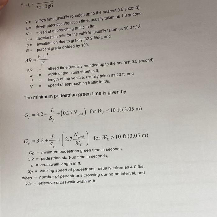 Solved 5. What yellow and all-red times are recommended for | Chegg.com