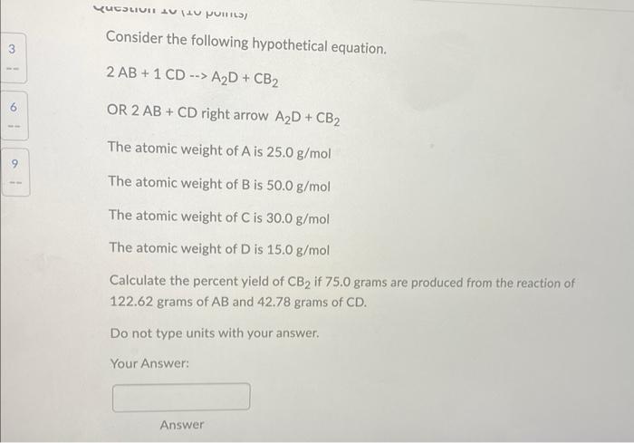 Solved Consider the following hypothetical equation. | Chegg.com