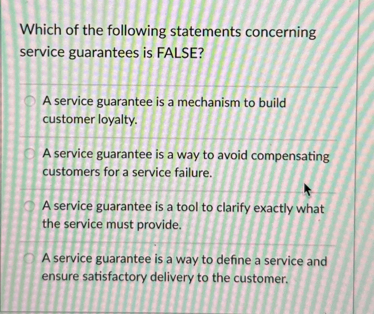 Solved Which of the following statements concerning service | Chegg.com