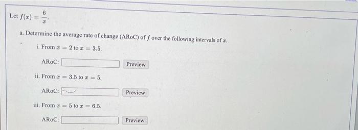 Solved Let f() 2 a. Determine the average rate of change | Chegg.com