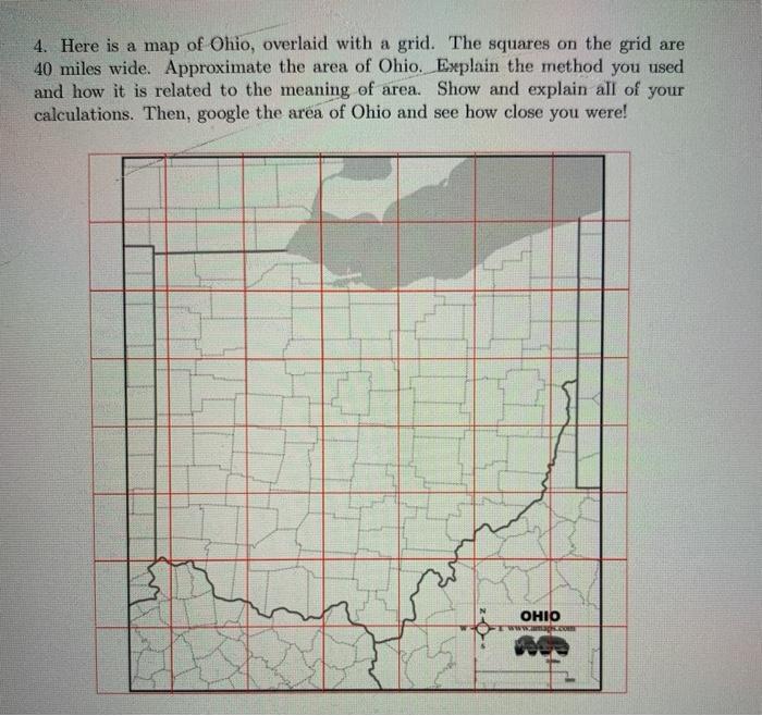 Solved 4. Here is a map of Ohio, overlaid with a grid. The | Chegg.com