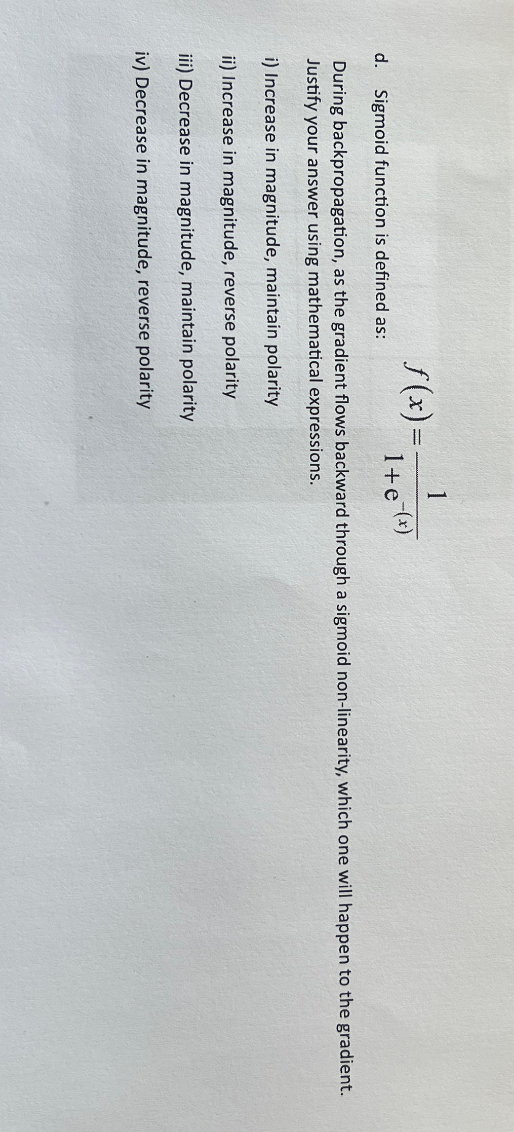 d. ﻿Sigmoid function is defined | Chegg.com