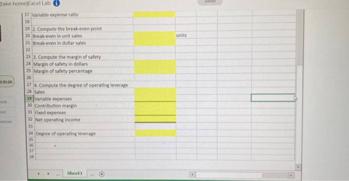 Solved CVP Analysis using Excel's Basic Math Functions JPL, | Chegg.com