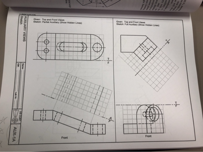 Solved Seston A Given: Top and Front Views Sketch: Partial | Chegg.com