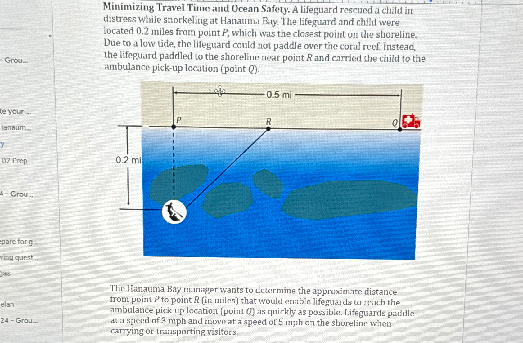 Solved Minimizing Travel Time and Ocean Safety. A lifeguard | Chegg.com