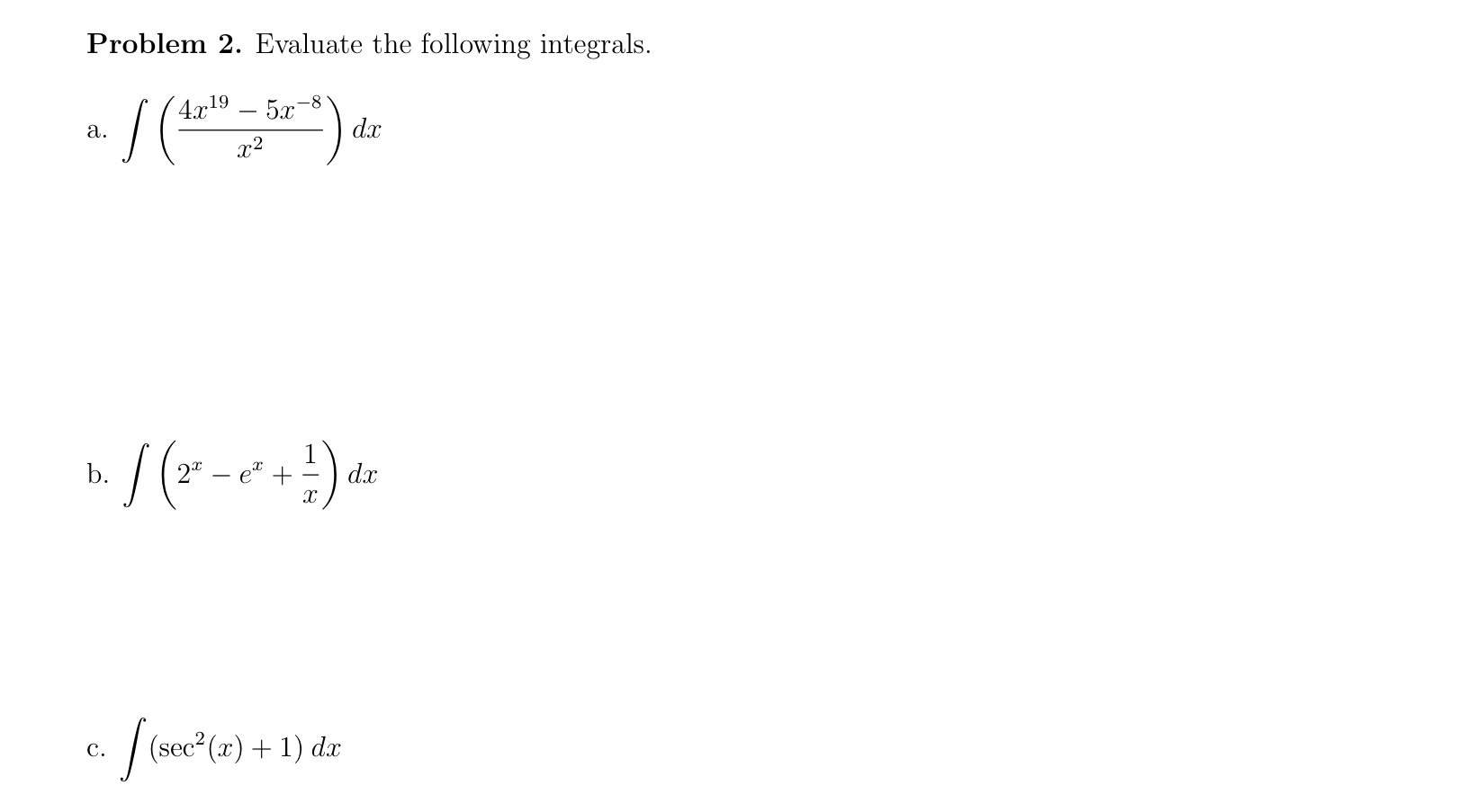 Solved Problem 2. ﻿Evaluate the following | Chegg.com