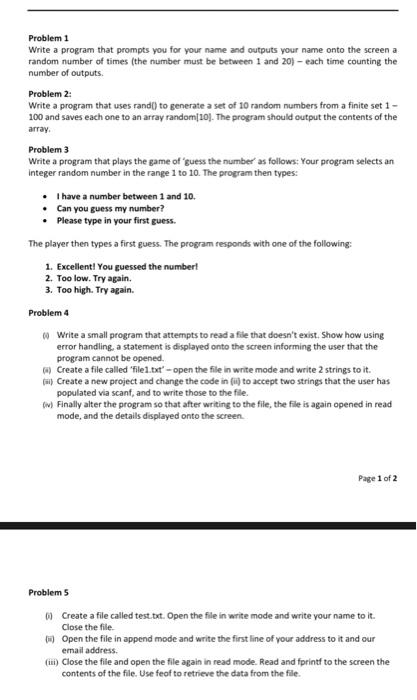 Solved Problem 1 Write a program that prompts you for your | Chegg.com