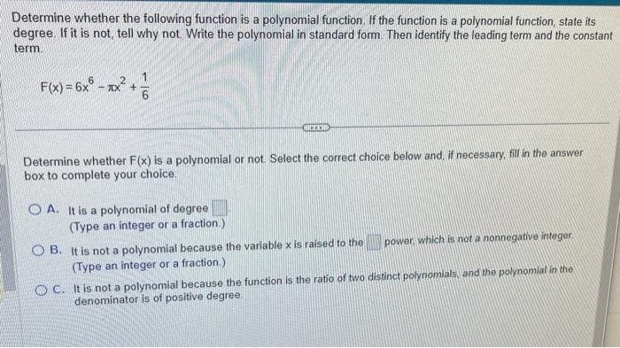 Solved Determine whether the following function is a | Chegg.com