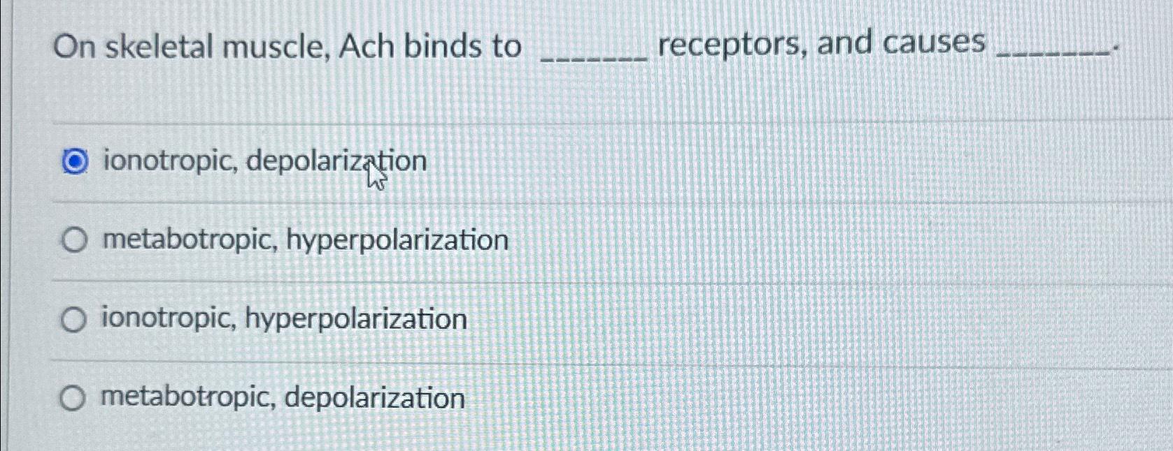 Solved On skeletal muscle, Ach binds to receptors, and | Chegg.com