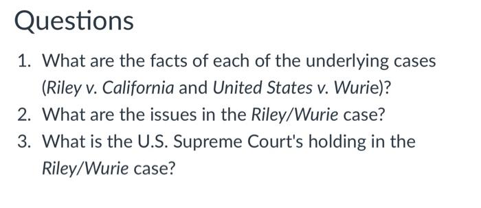 Solved Questions 1. What are the facts of each of the | Chegg.com