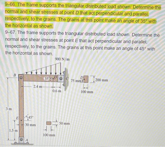 Solved 9-66. The frame supports the triangular distributed | Chegg.com