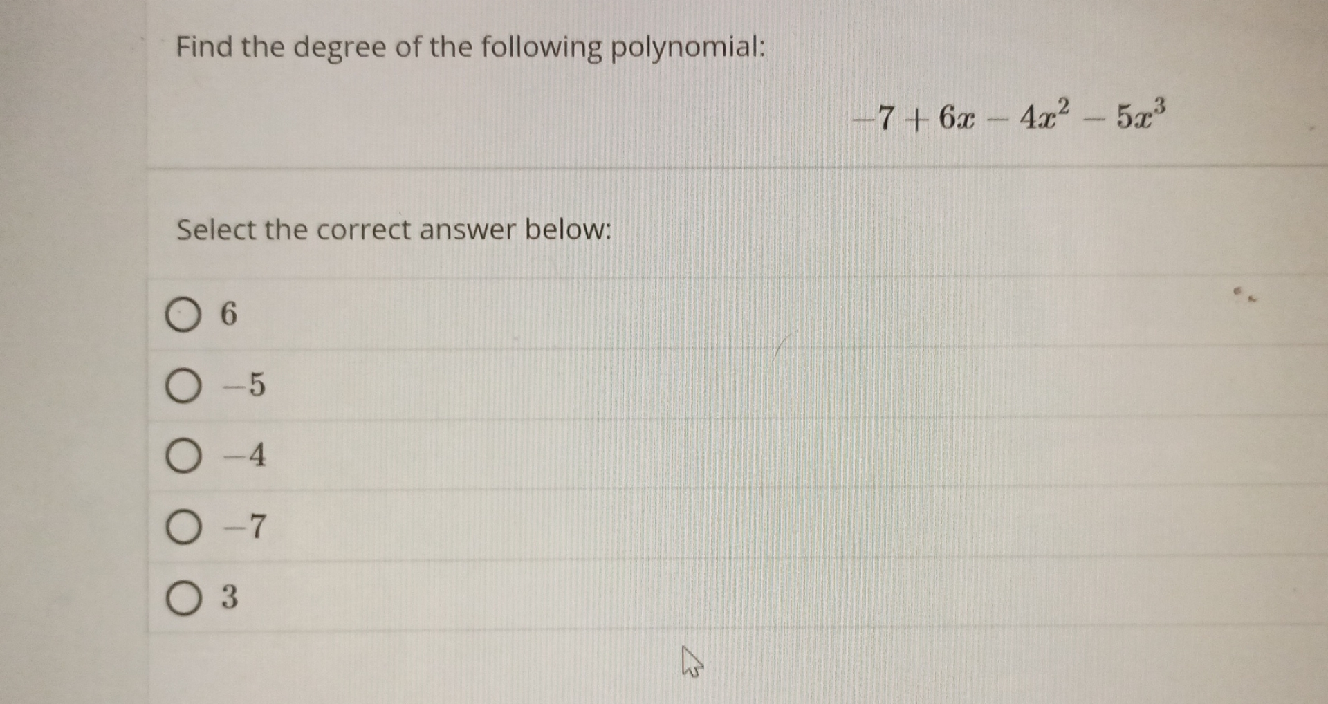 Solved Find the degree of the following | Chegg.com