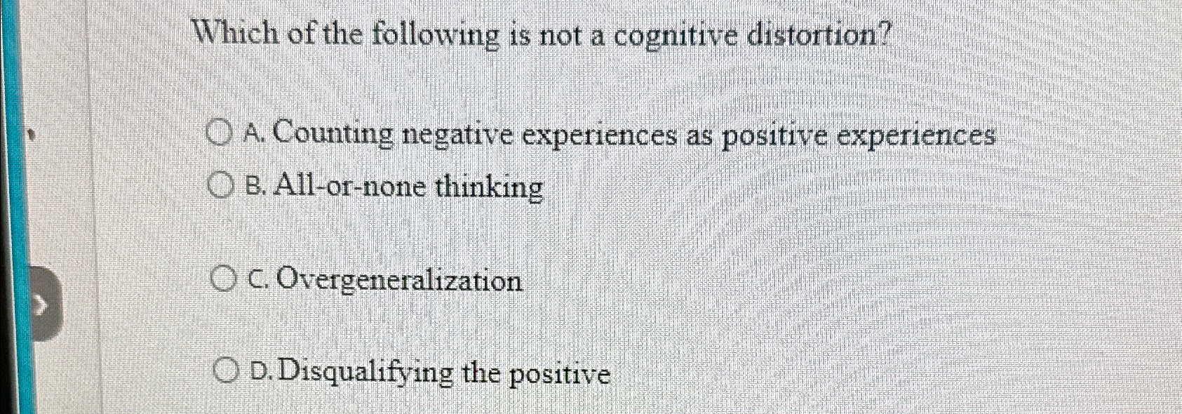 Solved Which of the following is not a cognitive | Chegg.com