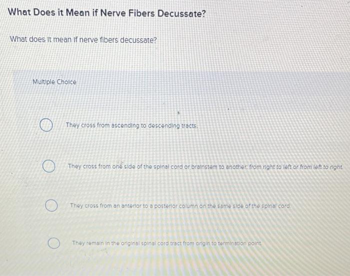 Solved What Does it Mean if Nerve Fibers Decussate? What | Chegg.com