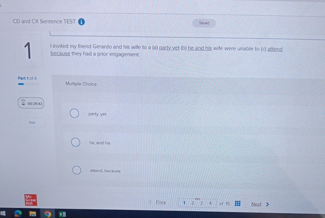 CD and CX Sentence TESTSaved1I invited my friend | Chegg.com