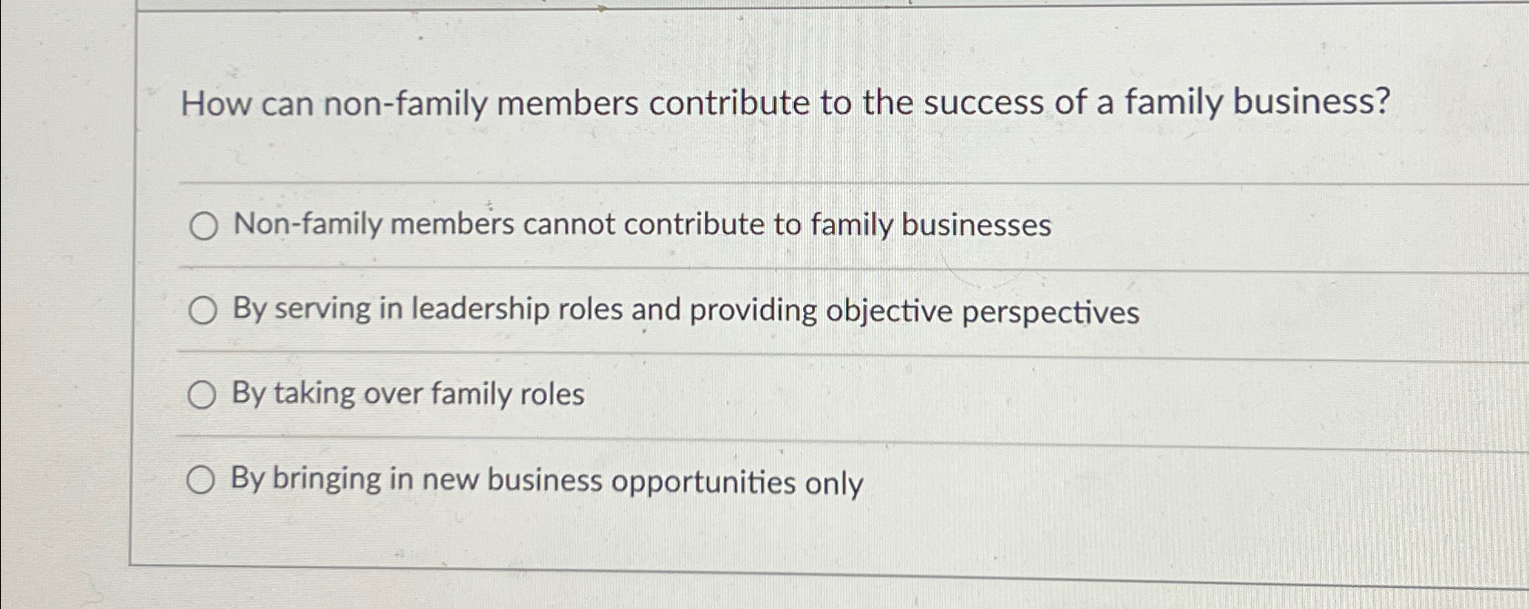 Solved How can non-family members contribute to the success | Chegg.com