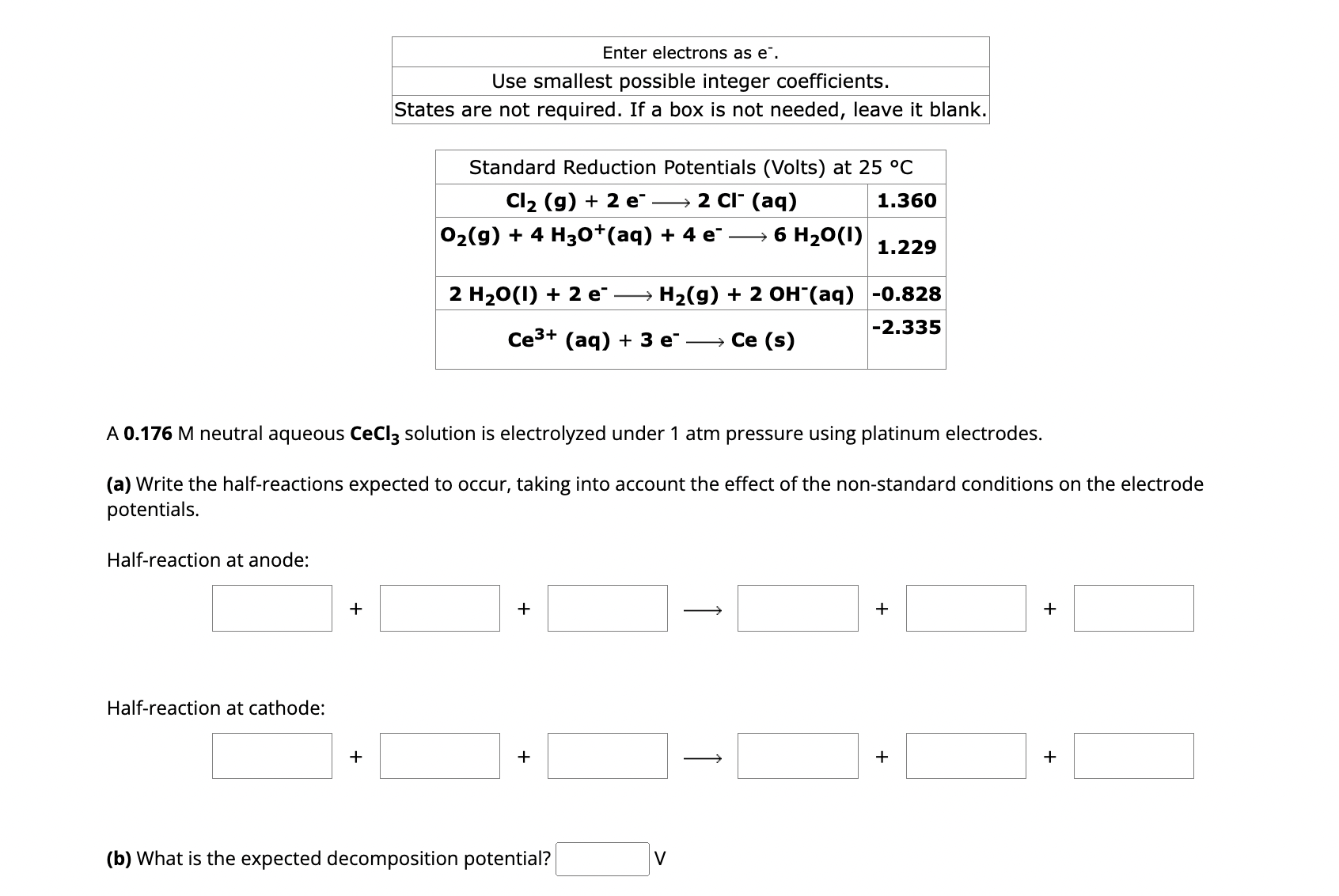 Solved Enter electrons as e-.Use smallest possible integer | Chegg.com