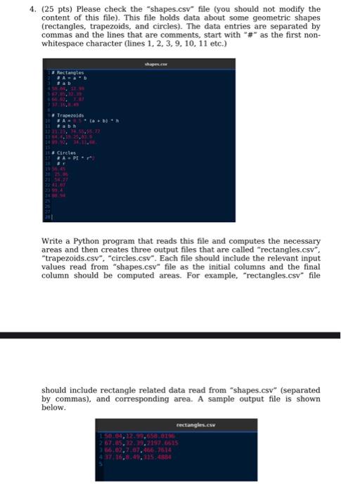 Solved 1. (25 pts) Please write a Python program that | Chegg.com