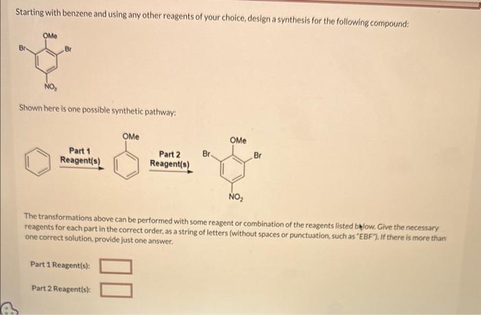 Solved Starting with benzene and using any other reagents of | Chegg.com