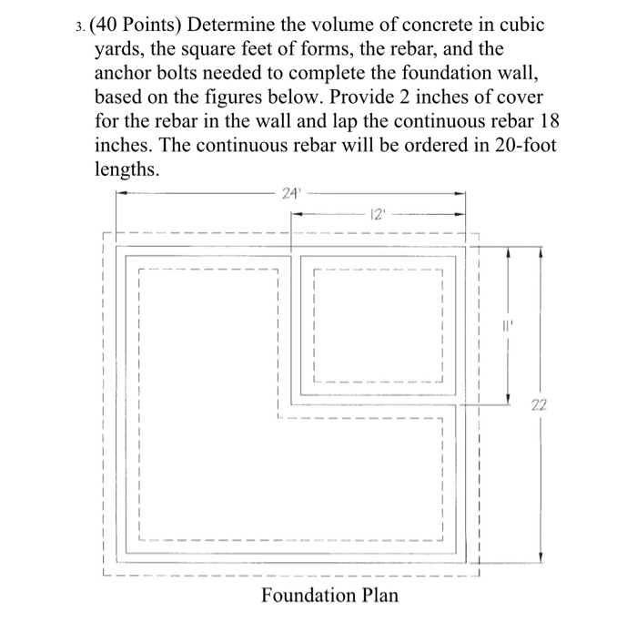 Solved 3.(40 Points) Determine the volume of concrete in | Chegg.com