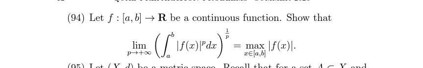 Solved (94) Let f:[a,b]→R be a continuous function. Show | Chegg.com