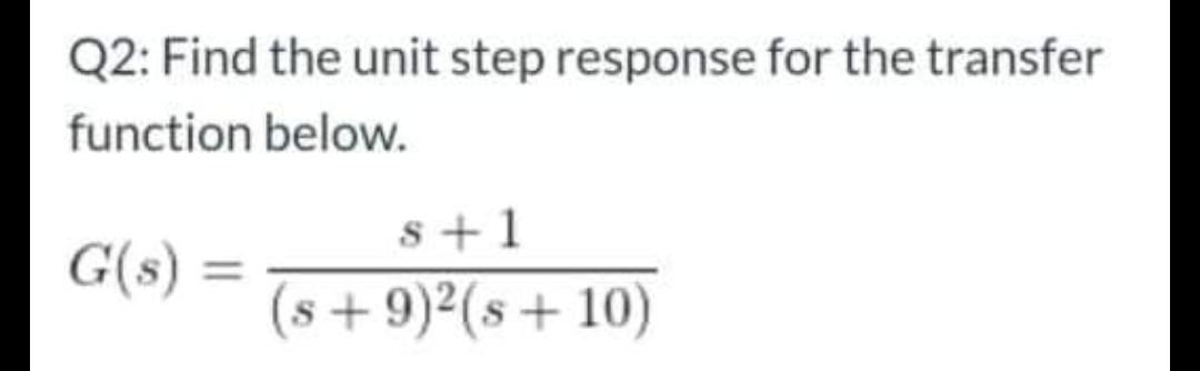 Solved Q2: Find the unit step response for the transfer | Chegg.com