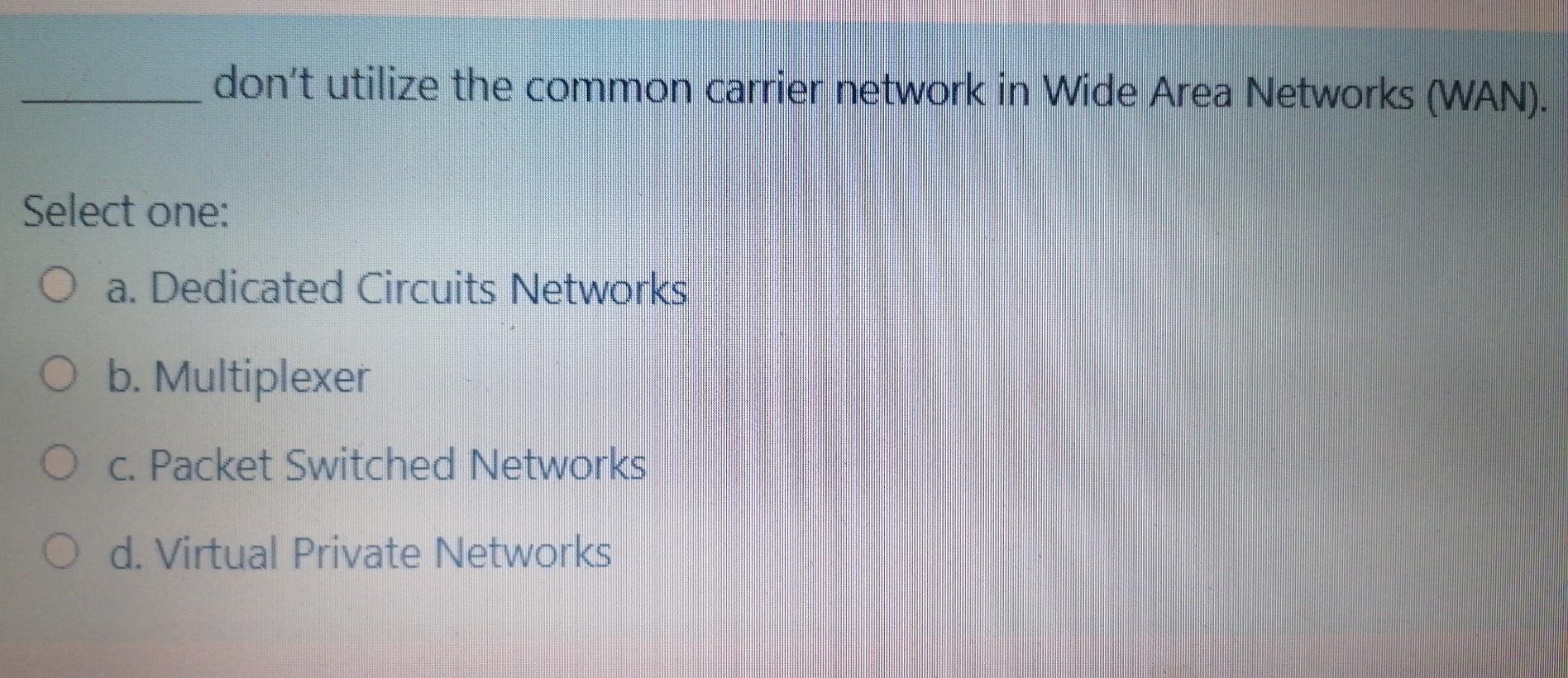Solved don't utilize the common carrier network in Wide Area | Chegg.com