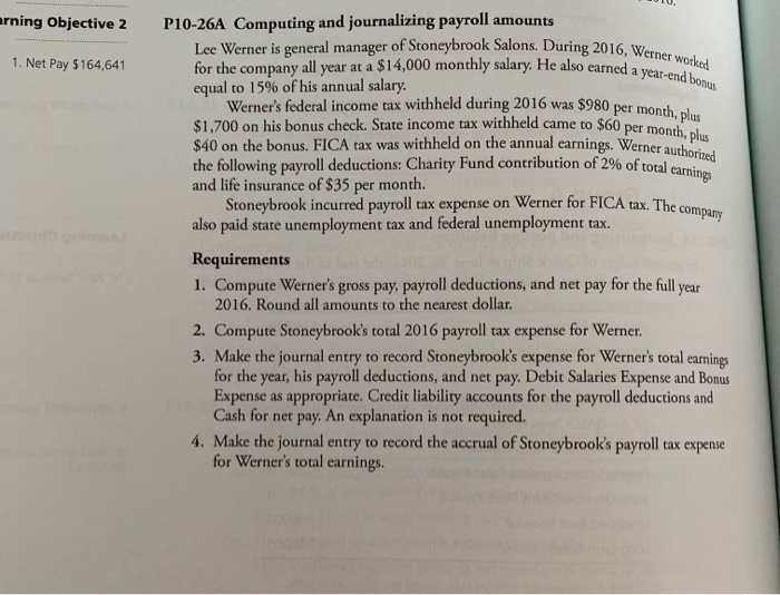 Solved arning Objective 2 2016, Werner worked earned a | Chegg.com